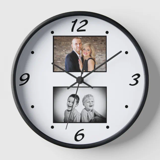 Modern Family Keepsake 2 Photo Collage Clock | Zazzle