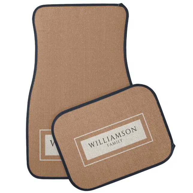 Modern Family Name Monogram Camel Car Floor Mat | Zazzle