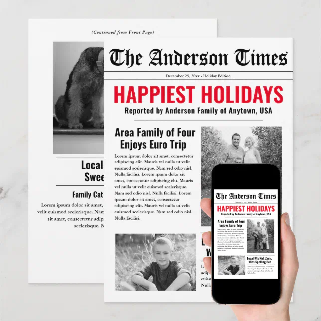 Modern Family Newspaper Photo Holiday Card | Zazzle