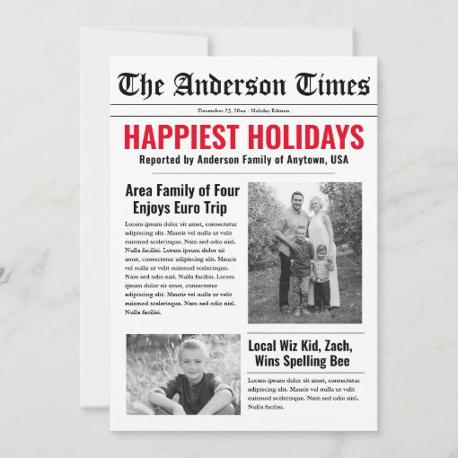 Modern Family Newspaper Photo Holiday Card | Zazzle