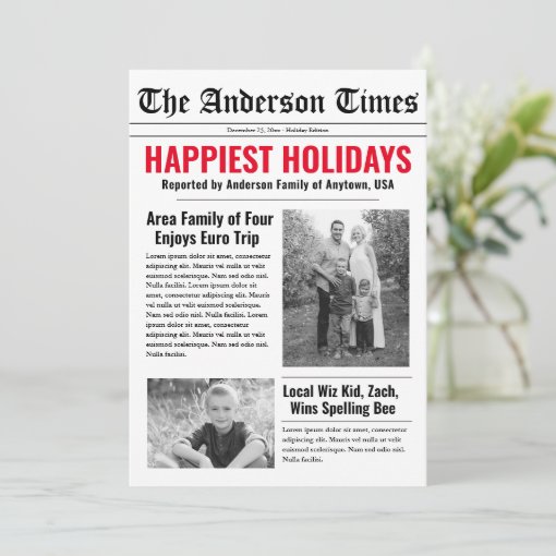 Modern Family Newspaper Photo Holiday Card | Zazzle