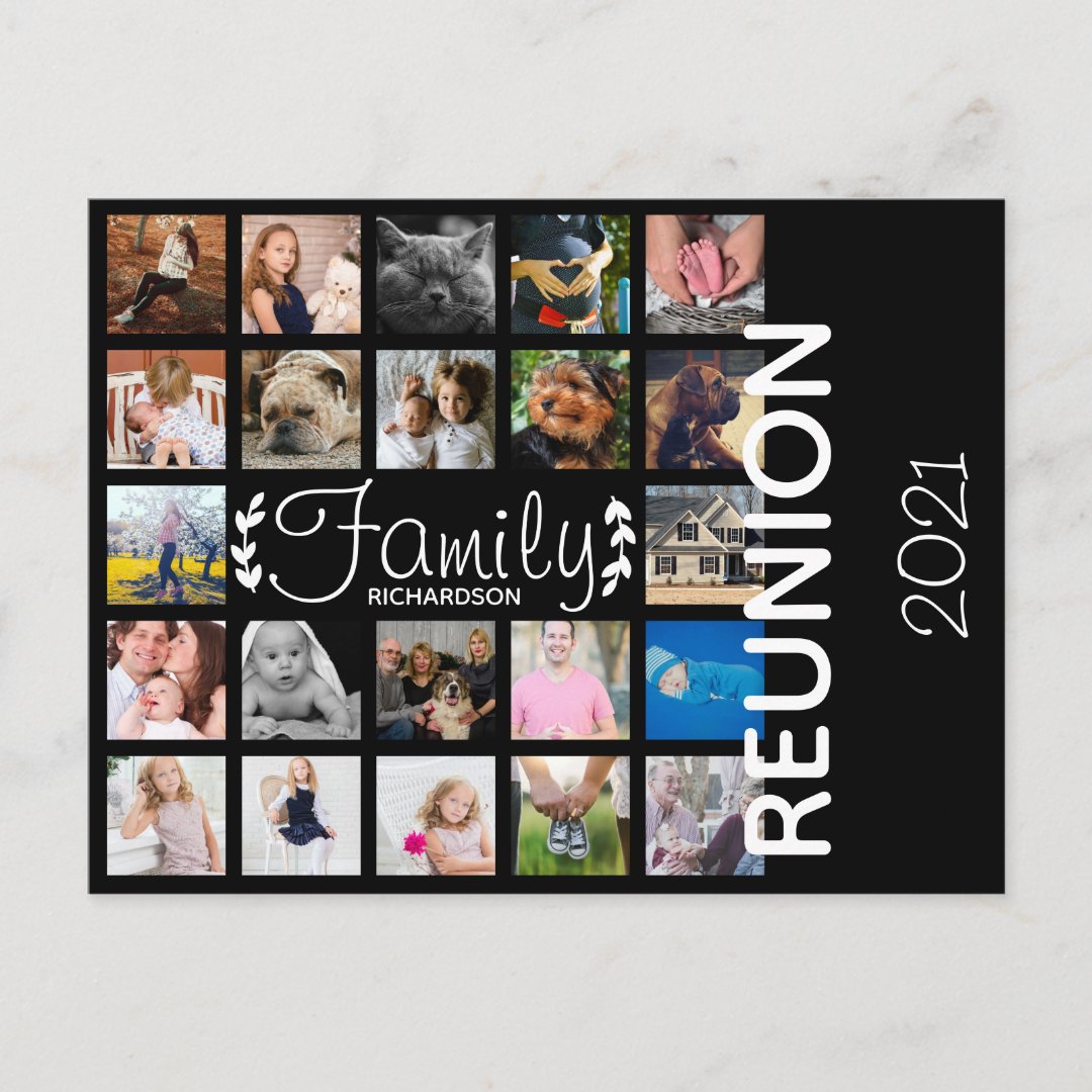 Modern Family Photo Collage Family Reunion Postcard | Zazzle