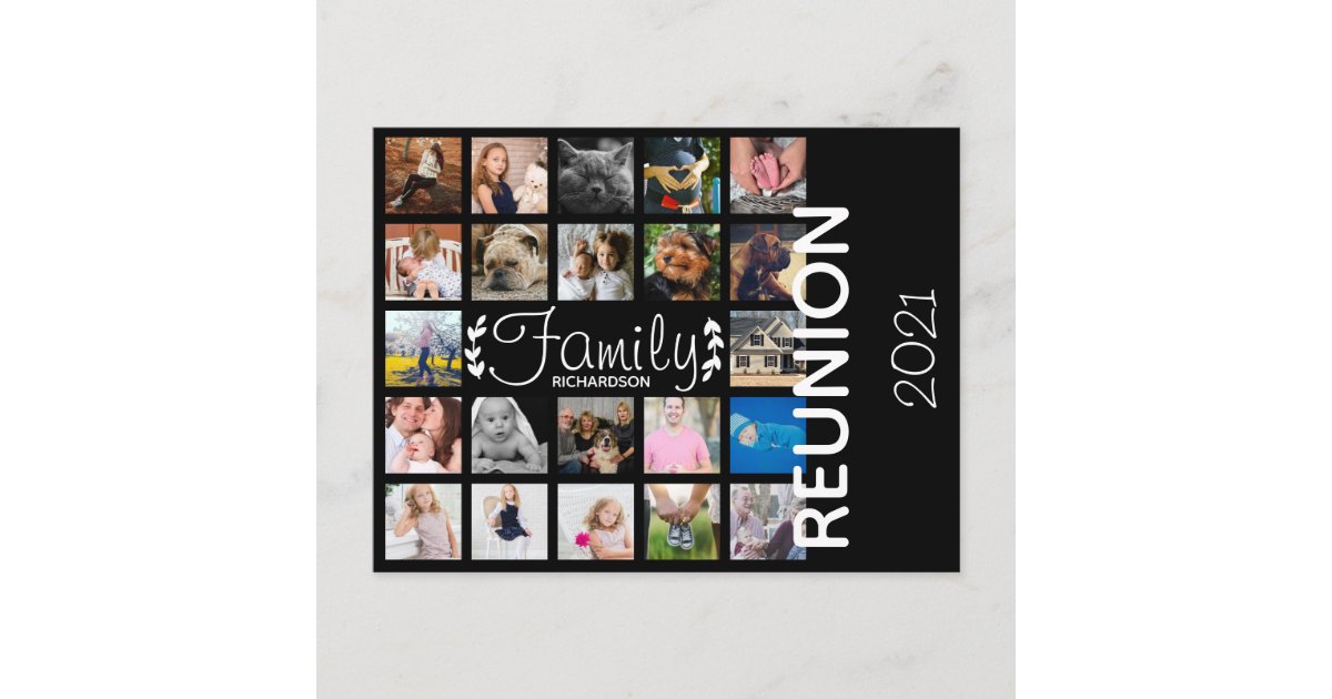 Modern Family Photo Collage Family Reunion Postcard | Zazzle