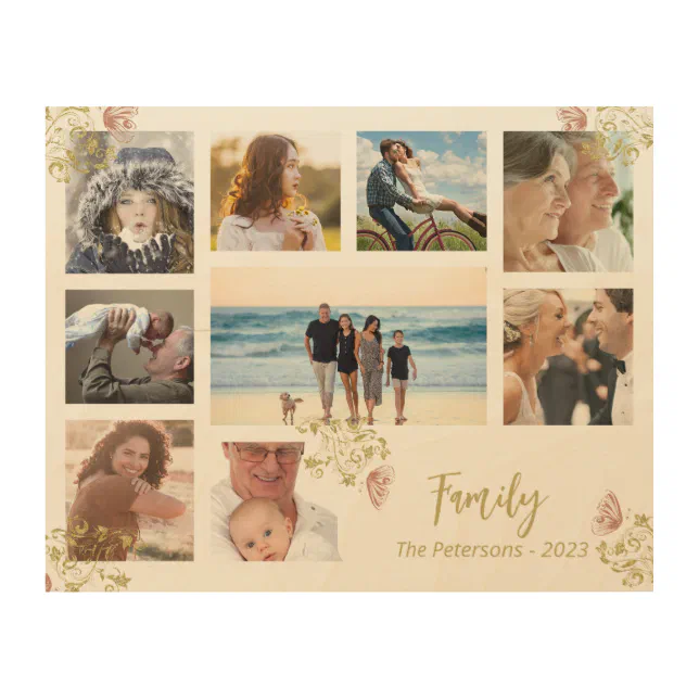 Modern Family Photo Collage Wood Wall Art | Zazzle
