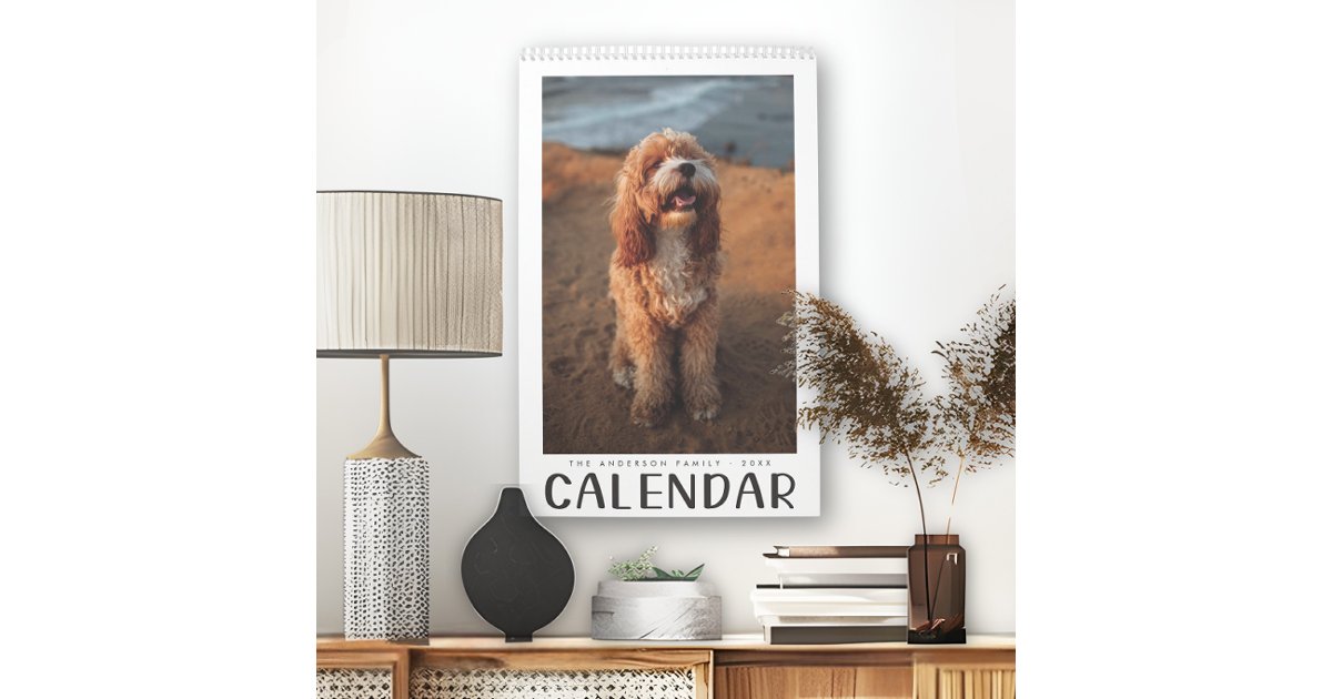 Modern Family Photos Cute Handwritten Calendar | Zazzle