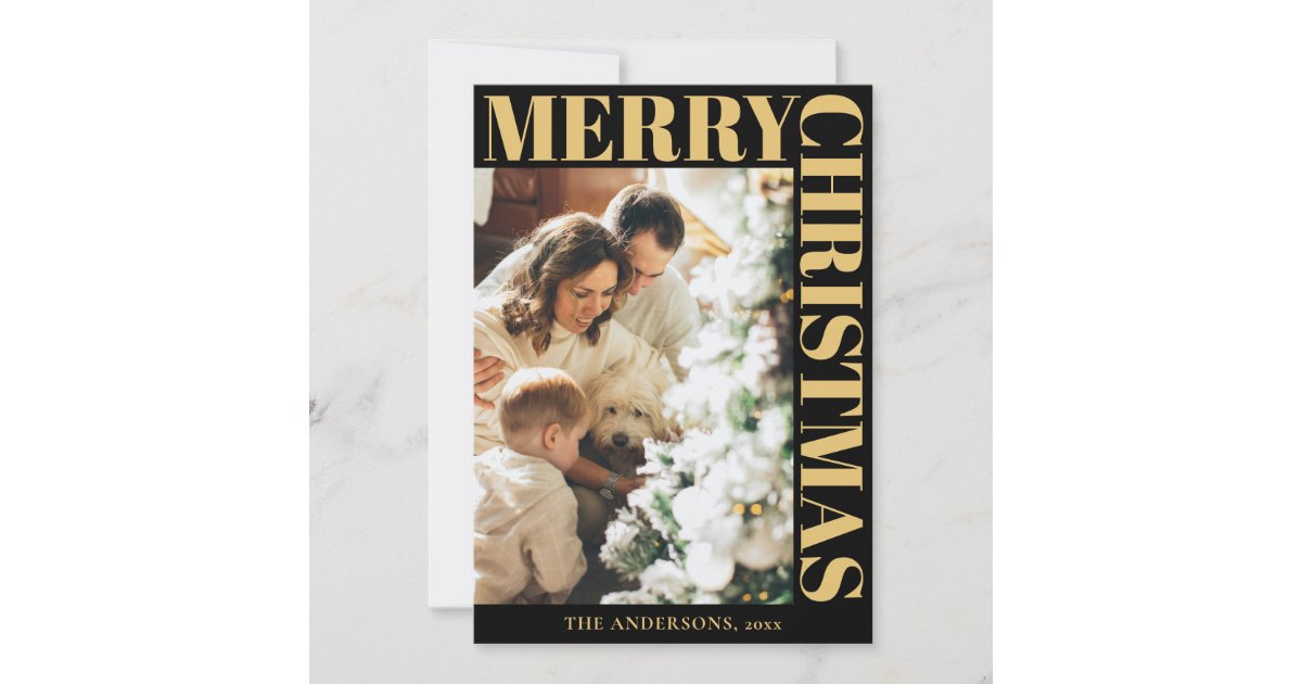 Modern Family Portrait Merry Christmas Holiday Card | Zazzle