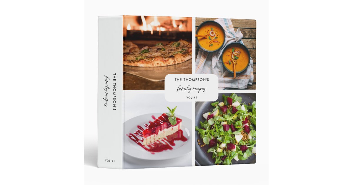 Modern Family Recipes 4 Photo Collage Recipe 3 Ring Binder | Zazzle