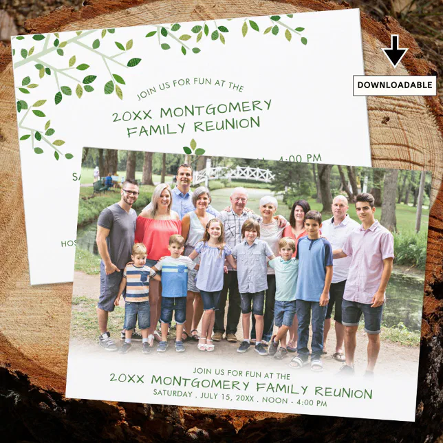 Modern Family Reunion Family Tree Photo Invitation | Zazzle
