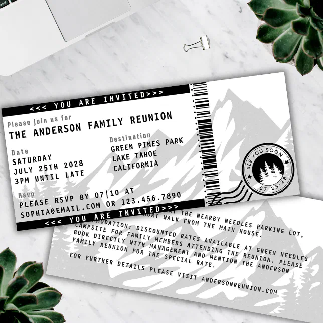 Modern Family Reunion Gathering Outdoor Ticket Invitation | Zazzle