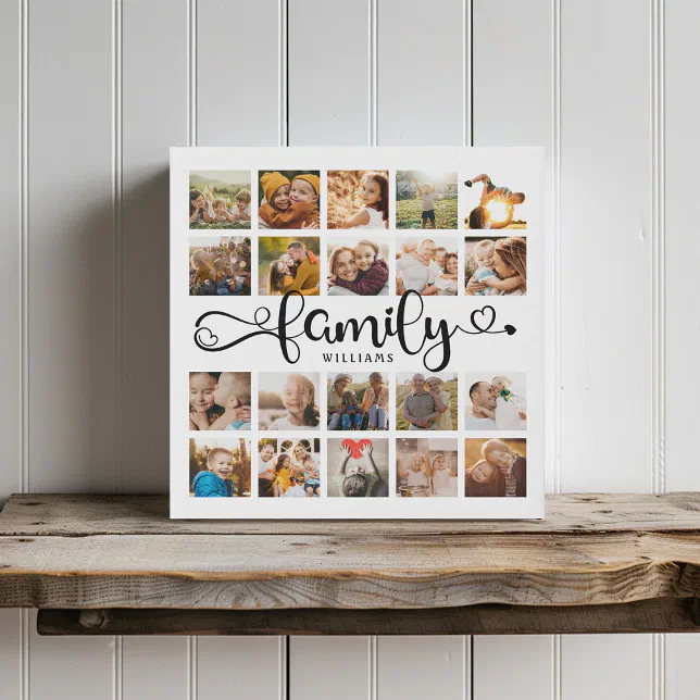 Modern Family Script 20 Photo Collage Chic Stylish Faux Canvas Print ...