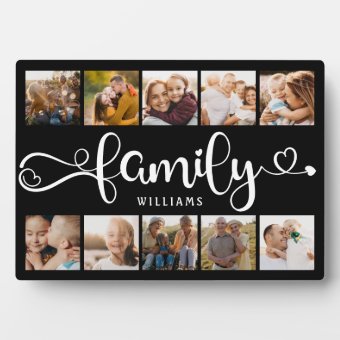Modern Family Script Collage Chic 10 Photo Collage Plaque | Zazzle