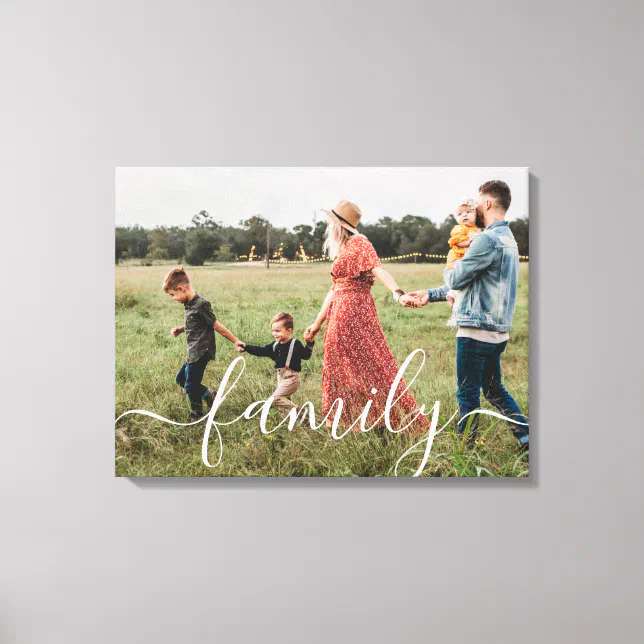 Modern Family script overlay on photo Canvas Print | Zazzle