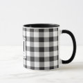 Modern Farmhouse Black Buffalo Check Monogrammed Mug | Zazzle