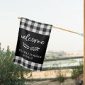 Modern Farmhouse Black Buffalo Plaid Family Name House Flag | Zazzle