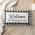 Modern Farmhouse Buffalo Plaid Welcome Custom Lumbar Pillow | Zazzle