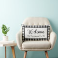 Modern Farmhouse Buffalo Plaid Welcome Custom Lumbar Pillow | Zazzle