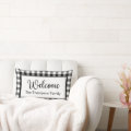 Modern Farmhouse Buffalo Plaid Welcome Custom Lumbar Pillow | Zazzle