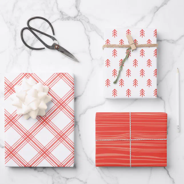 Modern Farmhouse holiday wrapping paper - red | Zazzle
