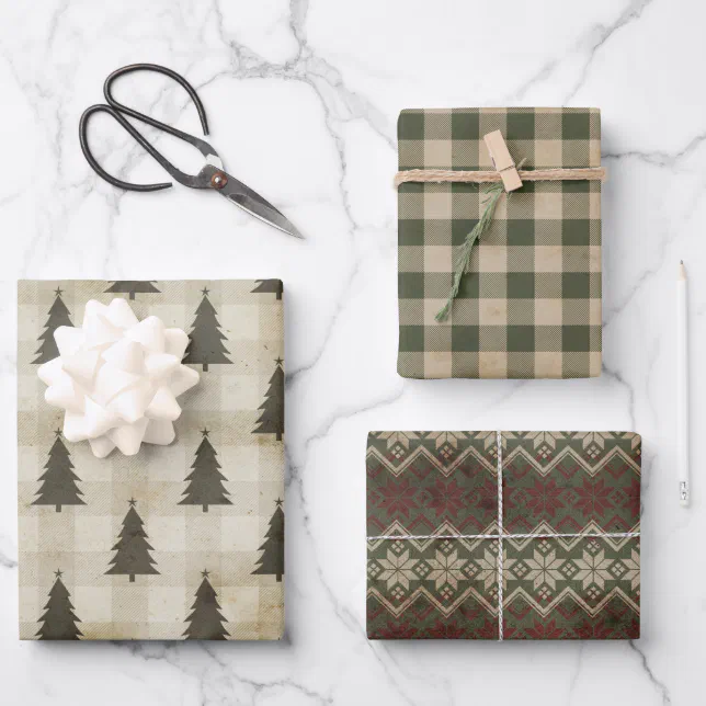 Modern Farmhouse Holiday Wrapping Paper Sheets | Zazzle