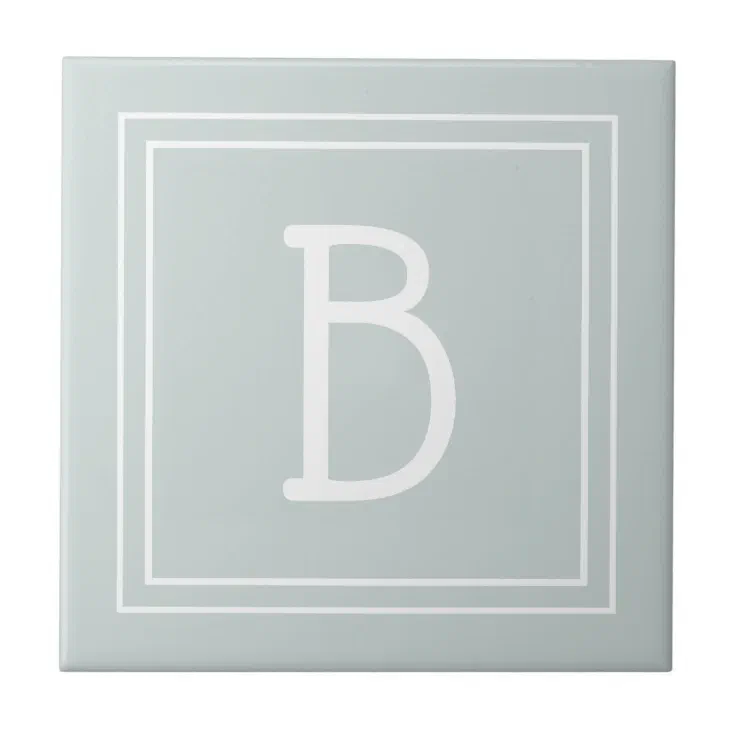 Modern Farmhouse Monogrammed Green & White Initial Ceramic Tile | Zazzle