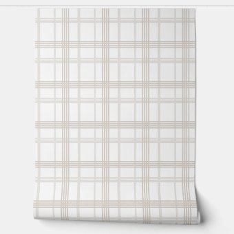 Modern Farmhouse neutral plaid Wallpaper Wallpaper | Zazzle