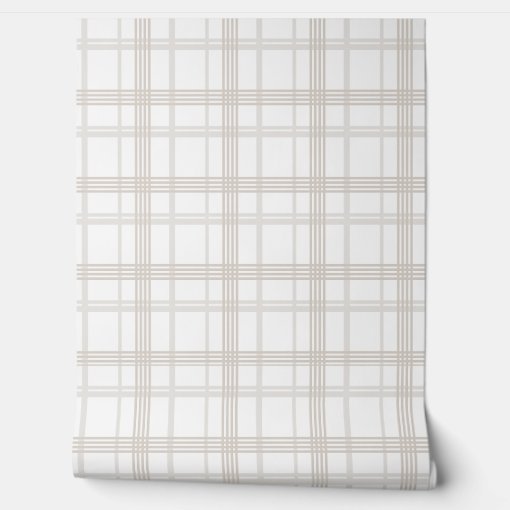 Modern Farmhouse neutral plaid Wallpaper Wallpaper | Zazzle