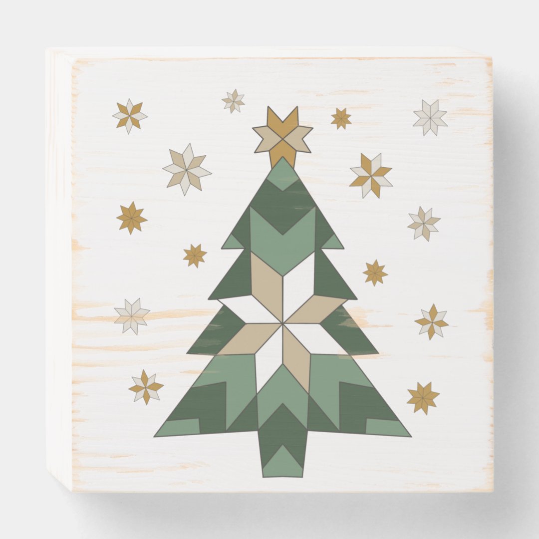 Modern Farmhouse Quilted Tree Wood Box Sign | Zazzle