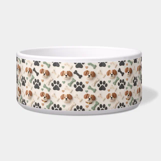 Modern Farmhouse Sage Green Paw Print Ceramic Dog Bowl | Zazzle