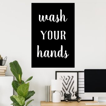Modern Farmhouse Wash Your Hands Bathroom Art Poster | Zazzle