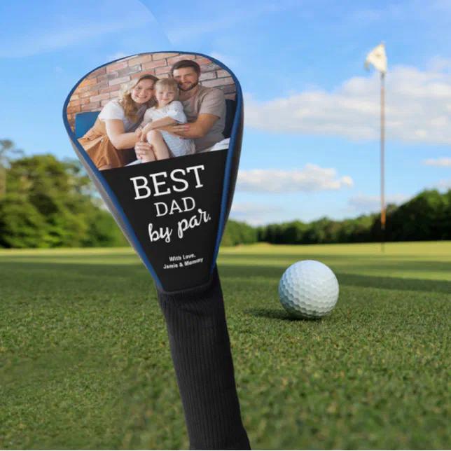 Modern Father's day Best Dad by Par Custom Photo Golf Head Cover | Zazzle