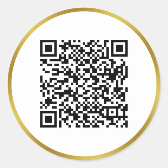 Modern Faux Gold and White QR Code Classic Round Sticker | Zazzle.com