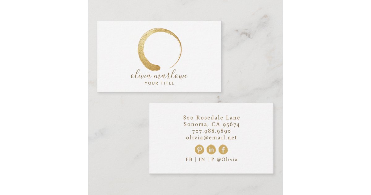 Modern Faux Gold Circle Logo Business Card | Zazzle