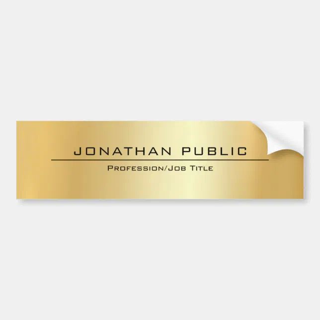 Modern Faux Gold Elegant Simple Design Template Bumper Sticker | Zazzle