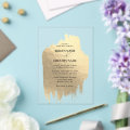 Modern Faux Gold Foil Clear Wedding Acrylic Invitations | Zazzle