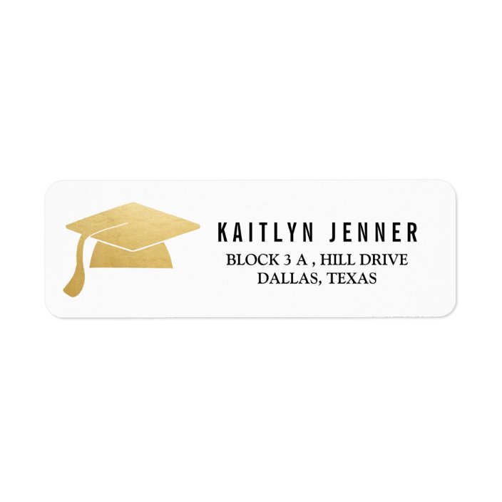 Modern Faux Gold Foil Graduation Hat Simple Casual Label | Zazzle.com