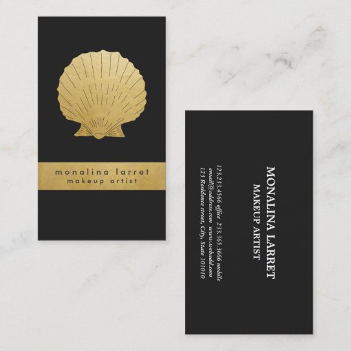Modern Faux Gold Foil Sea Shell Business Card | Zazzle
