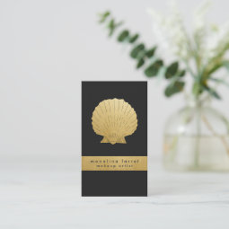 Modern Faux Gold Foil Sea Shell Business Card | Zazzle