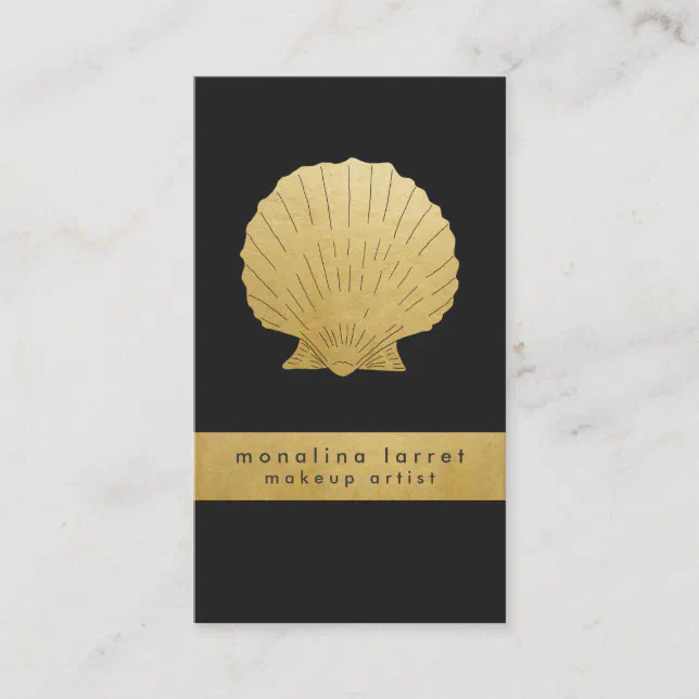 Modern Faux Gold Foil Sea Shell Business Card | Zazzle