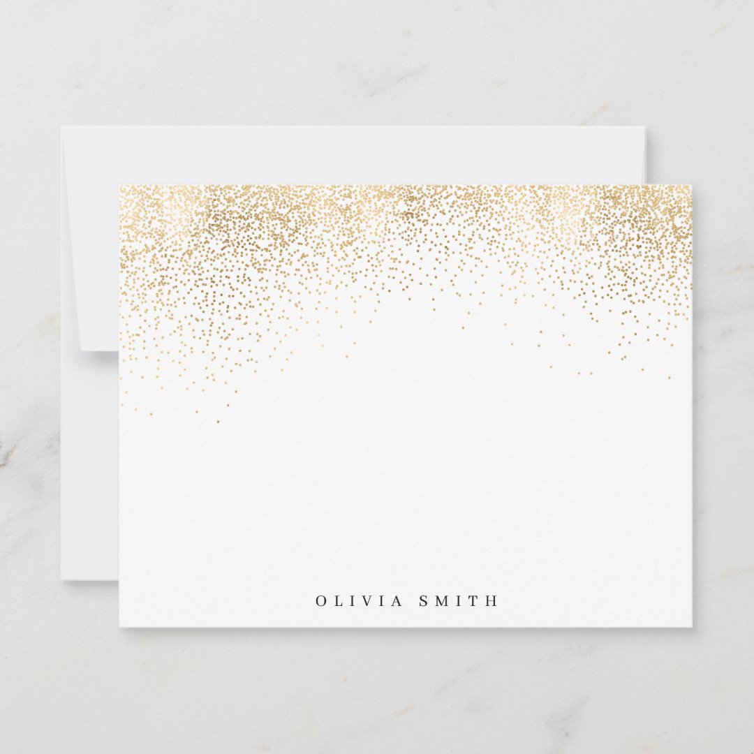 Modern faux gold glitter personalized Stationery Note Card | Zazzle