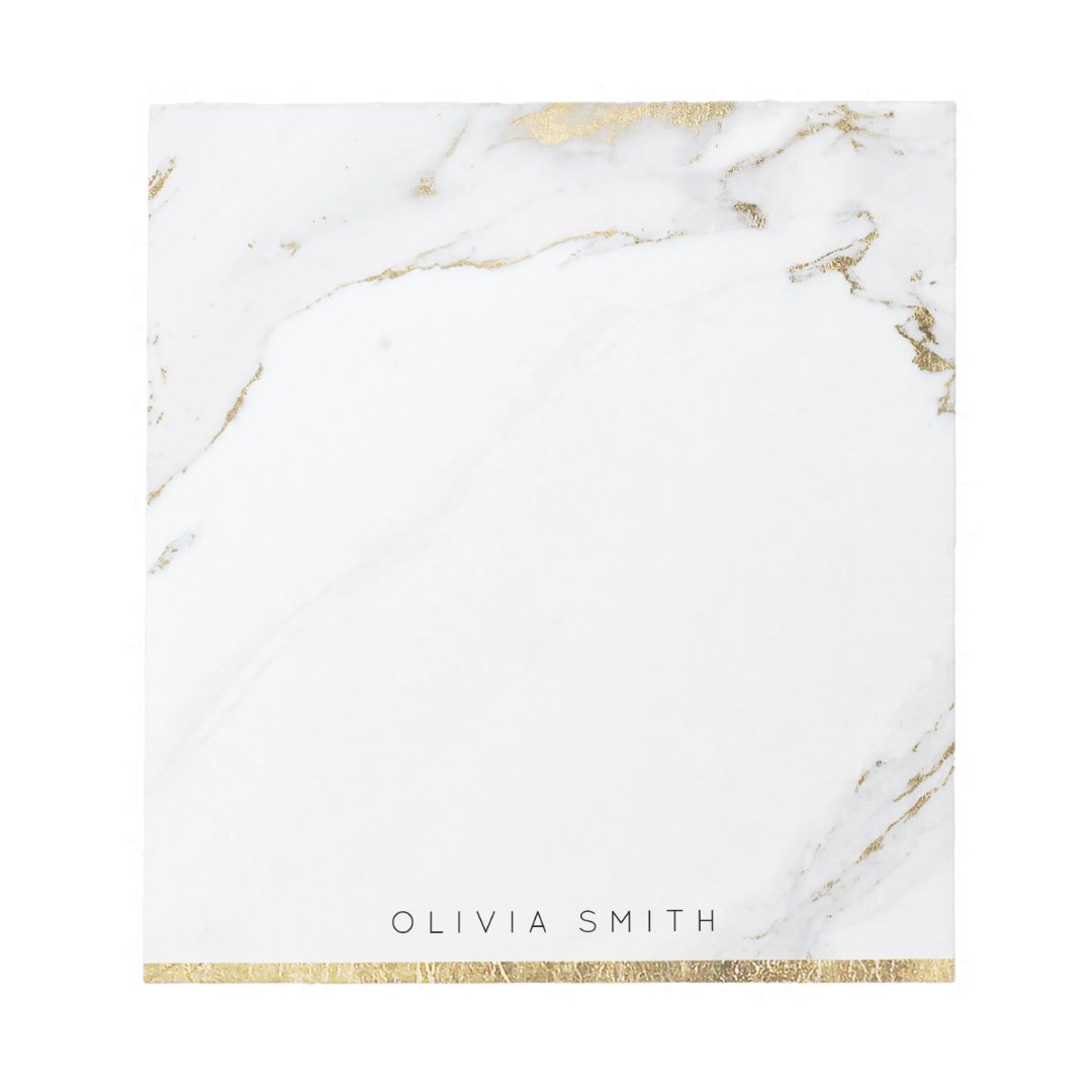 Modern faux gold marble personalized Stationery Notepad | Zazzle