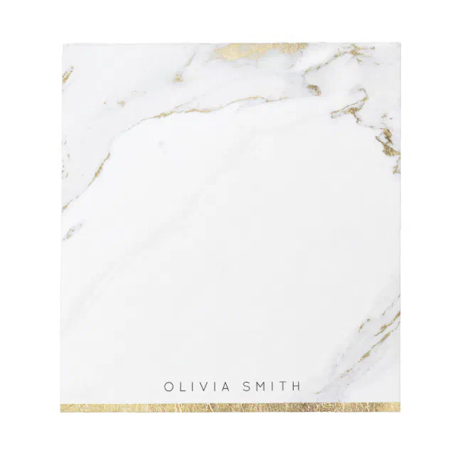 Modern faux gold marble personalized Stationery Notepad | Zazzle