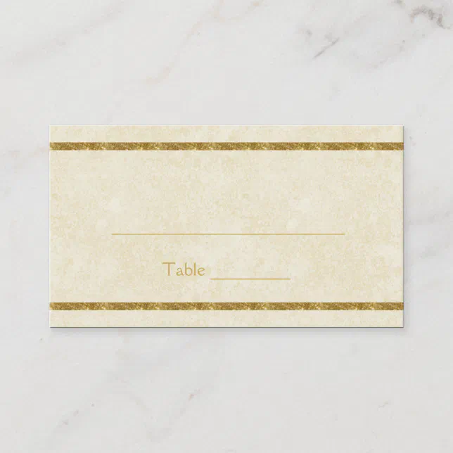 Modern Faux Gold Sparkles on Ivory Place Cards | Zazzle