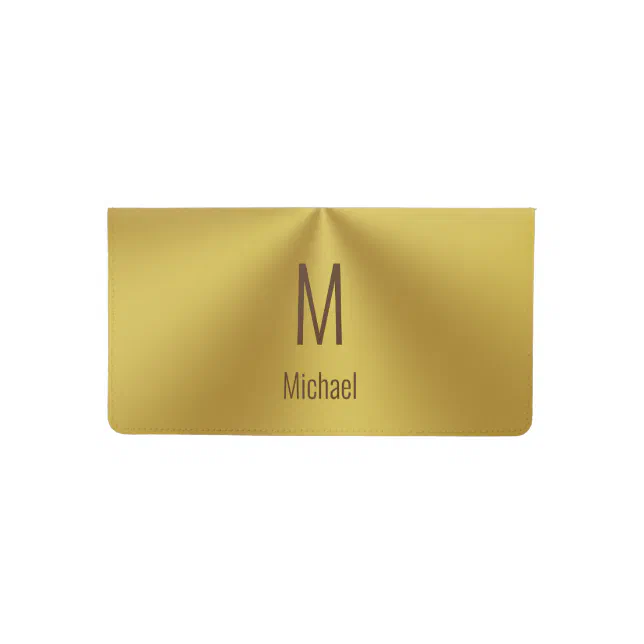 Modern Faux Gold with Name & Monogram Checkbook Cover | Zazzle