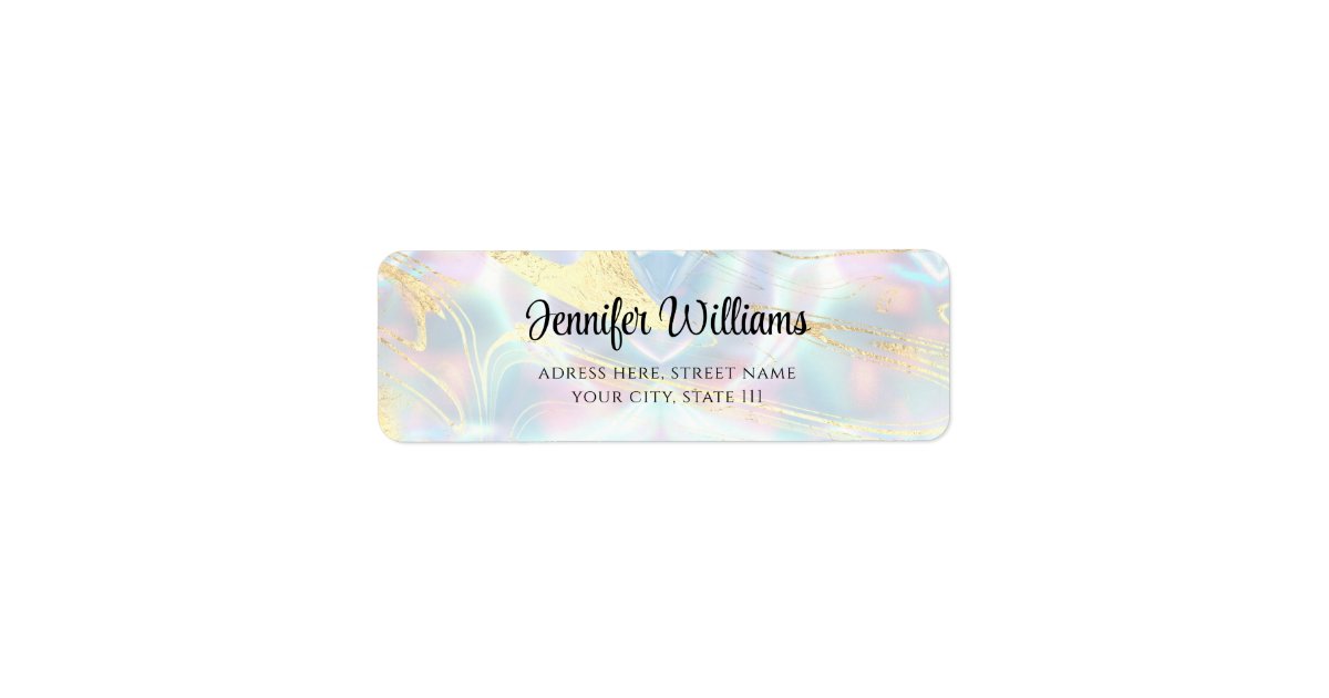 Modern Faux Holographic Opal Gold Foil Elegant Label | Zazzle