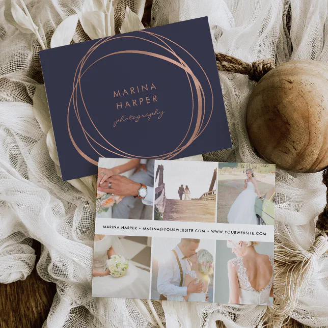 Modern Faux Rose Gold Logo Postcard | Zazzle