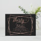 Modern faux rose gold script black thirty invitation | Zazzle