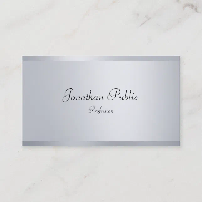 Modern Faux Silver Elegant Calligraphed Template Business Card | Zazzle