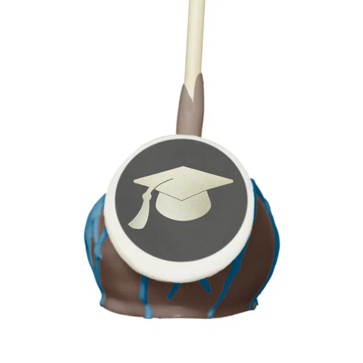Modern Faux Silver Foil Pattern Graduation Hat Cake Pops | Zazzle