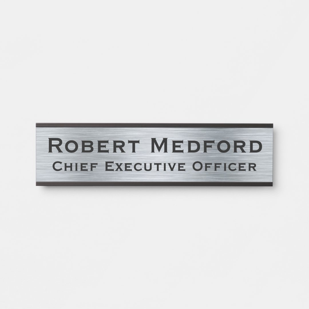 Modern Faux Silver Signs Door Sign Name Plate | Zazzle