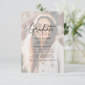 Modern Faux Vellum Overlay Photo Graduation Party Invitation | Zazzle